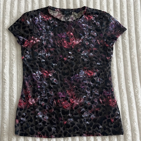 Ted Baker | Tops | Ted Baker Marjet Devore Mesh Black And Purple Floral ...